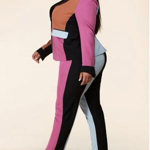 Pants & Jumpsuits | Womens Color Block Pant Suit Set | Poshmark